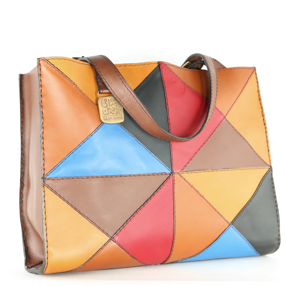Genuine Egyptian Leather Pyramid Patch Handbag Handcrafted by Sami Amin ...